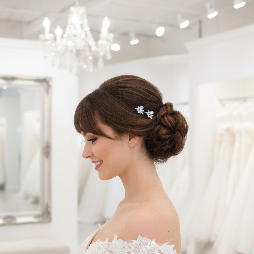 Gold Floral Cluster Pins | Traditional CZ Set for Bridal Style ...