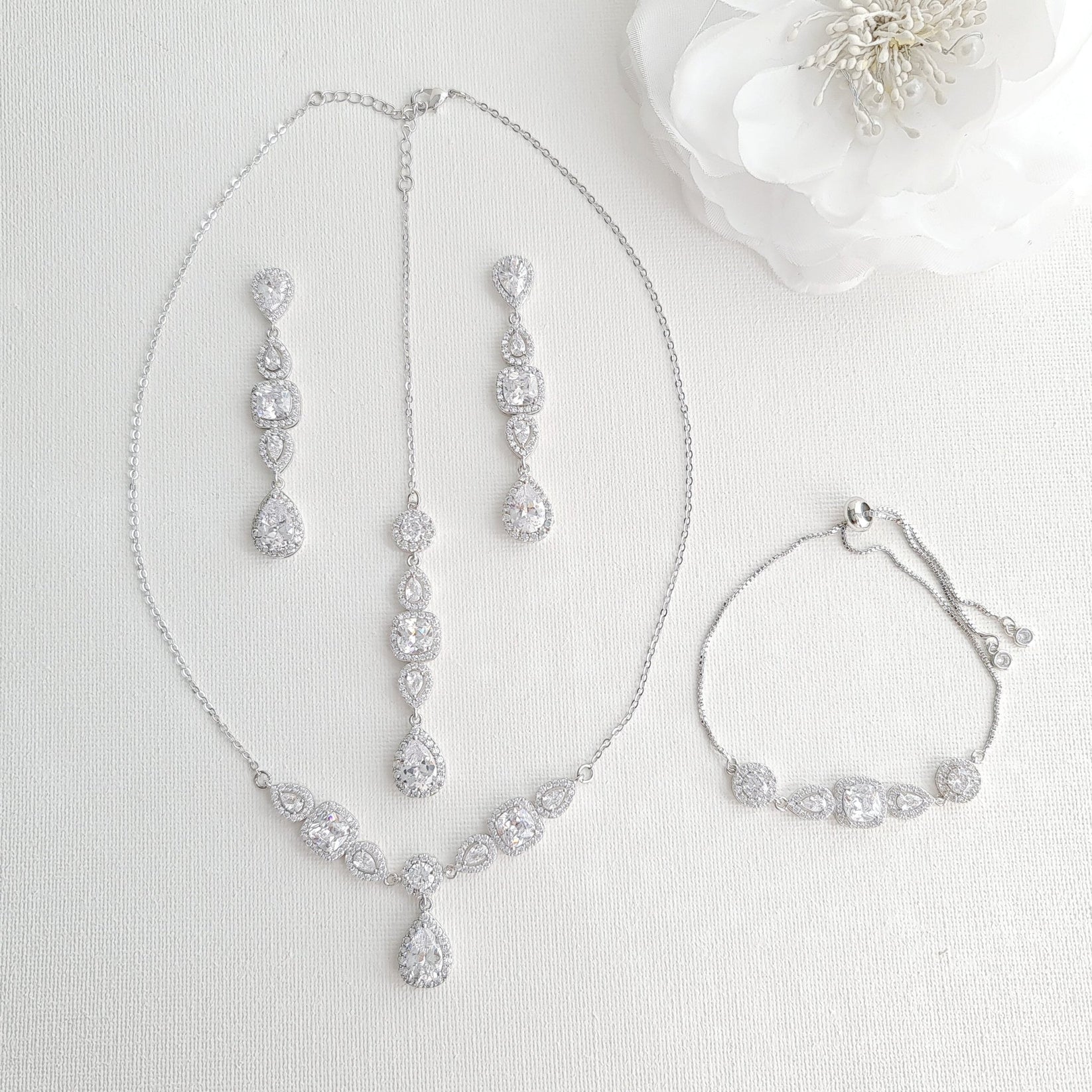 3 Piece Back Jewelry Set for Open or Backless Wedding & Formal Dresses ...