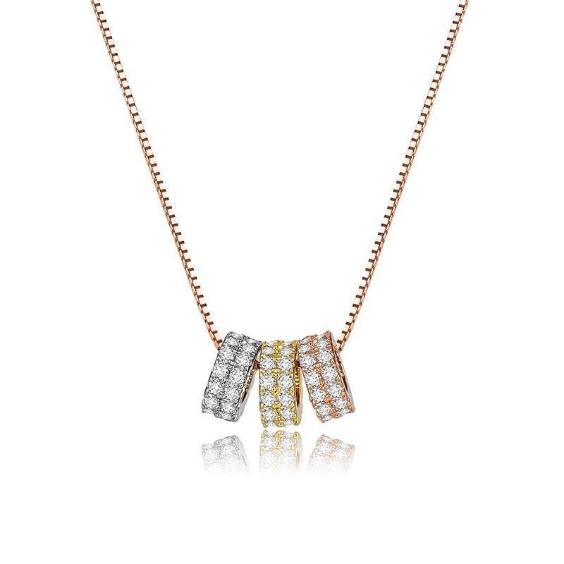 3 Ring Necklace|Cubic Zirconia Pendant Rings In Silver,Gold,Rose Gold ...
