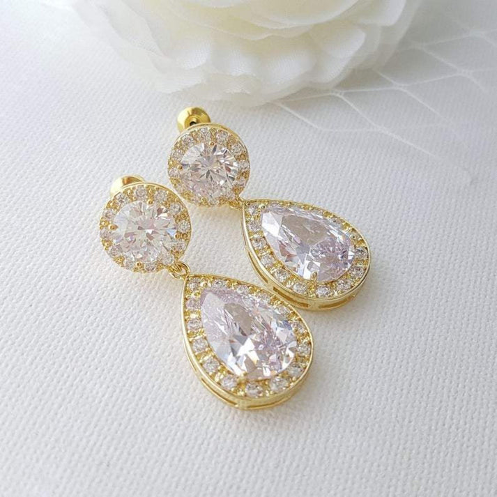 Classic Design Silver Drop Earrings for Your Wedding, Formal, Prom Look ...